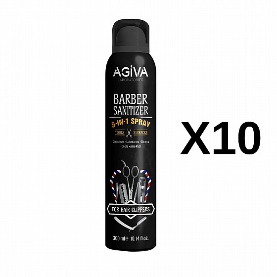 דיל 10 יחידות! ספריי חיטוי 5 ב 1 300 מ''ל Agiva Barber Sanitizer 5 in 1 ...