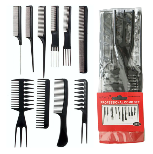 סט 10 מסרקים BarberPRO BP4306 | מסרקי תספורת וטקסטורה | ציוד למספרות | דוידיDdavidi