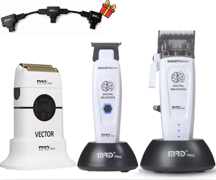 סט מכונות תספורת וגילוח מקצועיות MRD PRO SmartBrain Triple - לבן יבואן ...